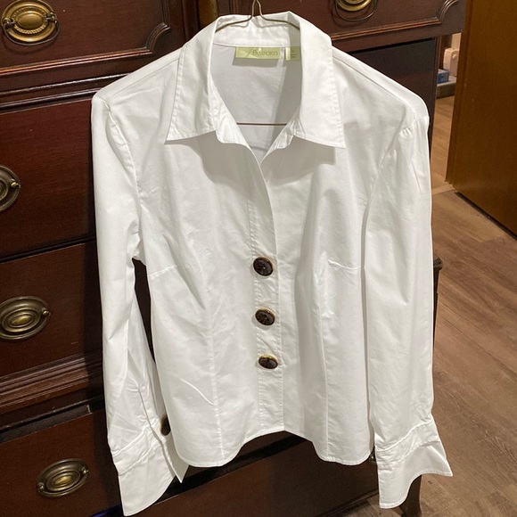 Passport | Tops | Vintage Snap Front Crisp White Blouse | Poshmark